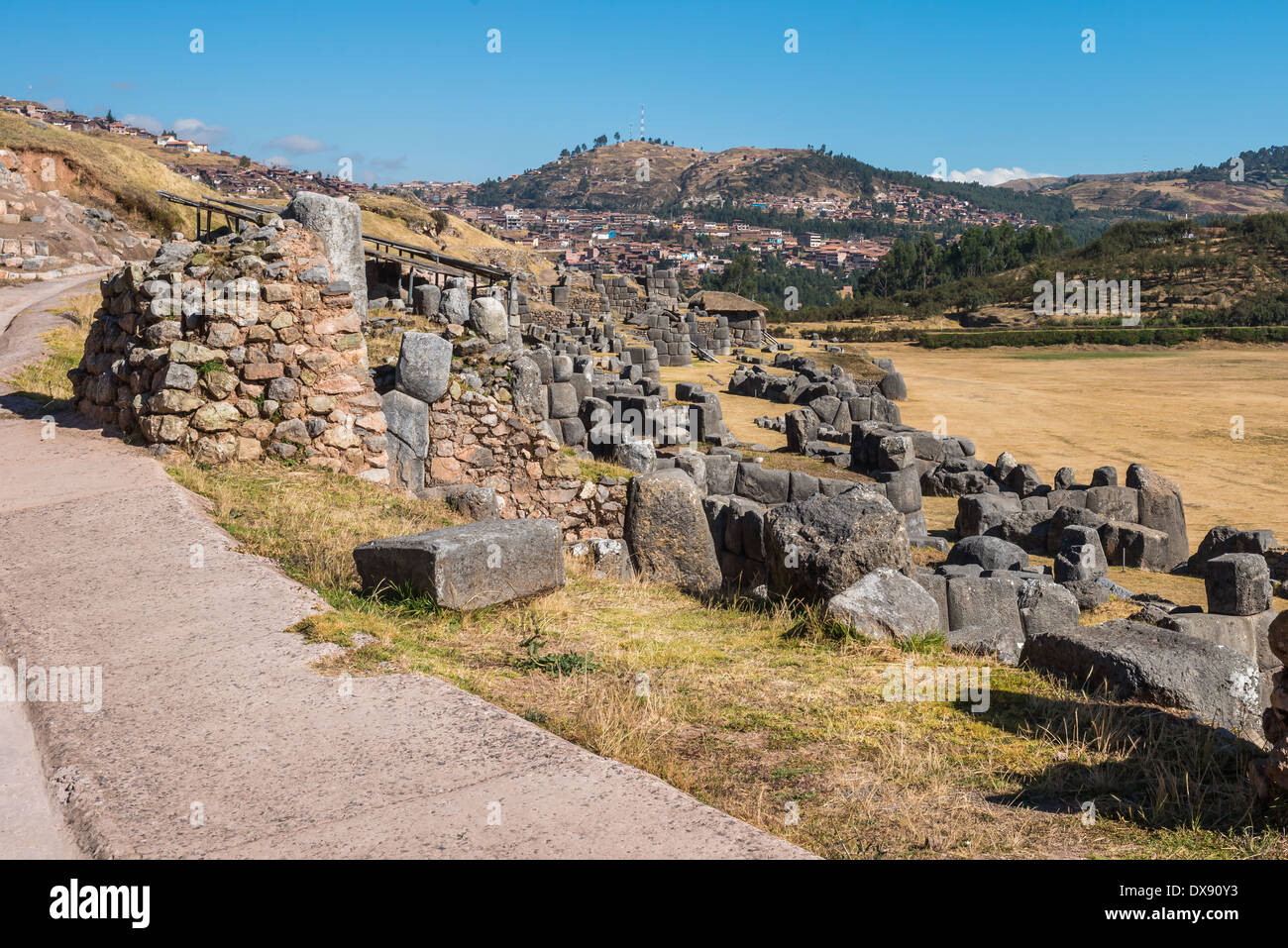 Sacsayhuaman, Incas ruins in the peruvian Andes at Cuzco Peru Stock ...