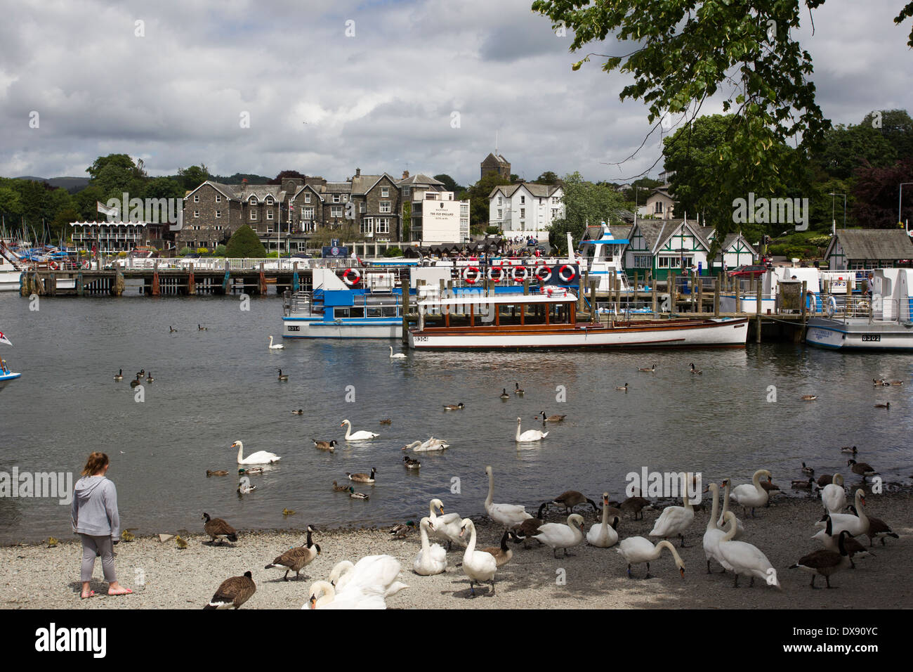 Bowness Bay on Lake Windermere with Lake cruise boats & Old England ...