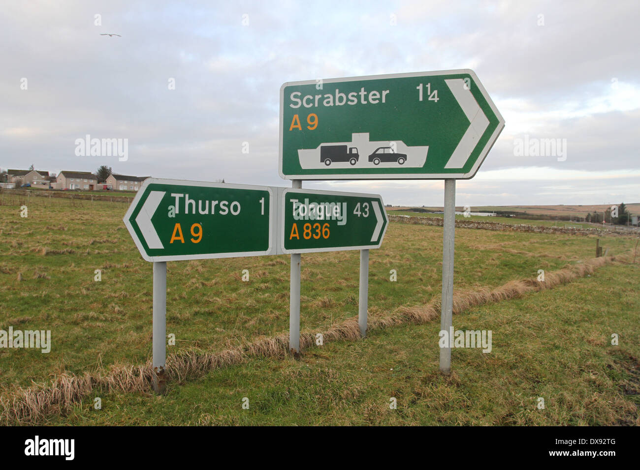 Road sign on A9 near Thurso Scotland March 2014 Stock Photo - Alamy