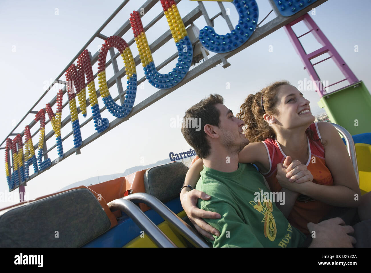 Teenage couple on roller coaster hi-res stock photography and images ...