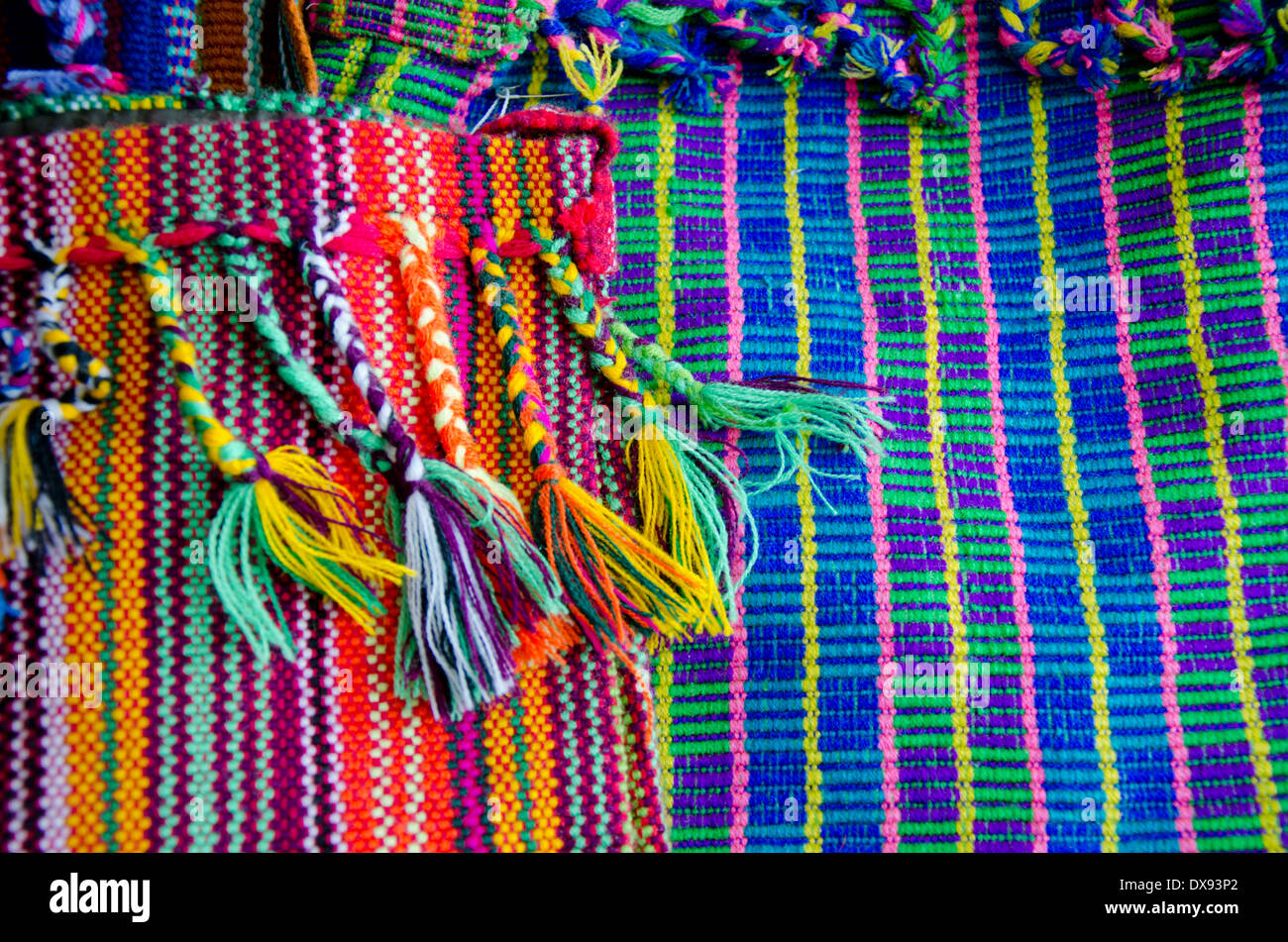 Belize, District of Toledo, Punta Gorda. Detail of traditional textile ...