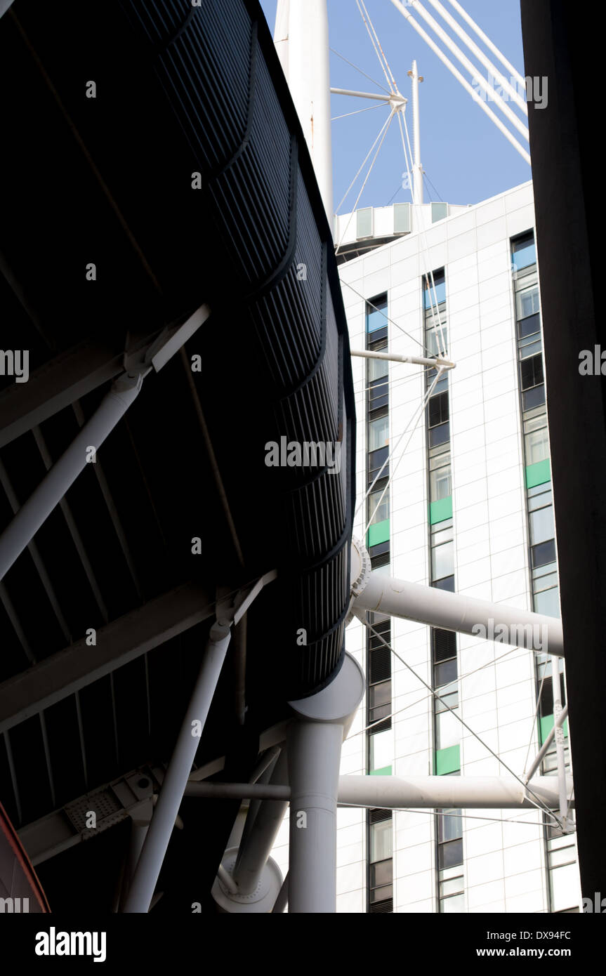 Cardiff Millennium Stadium with the B. T.Stadium House building in the ...