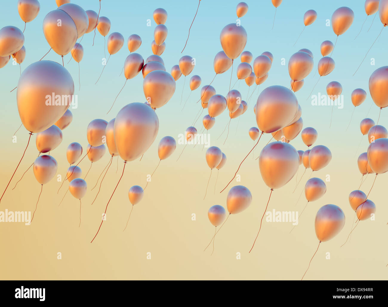Fine photo of the flying golden balloons Stock Photo - Alamy