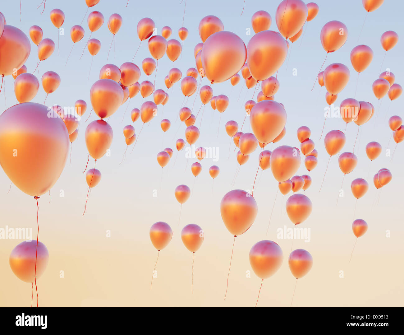 Colorful small balloons flying up to the sky Stock Photo - Alamy