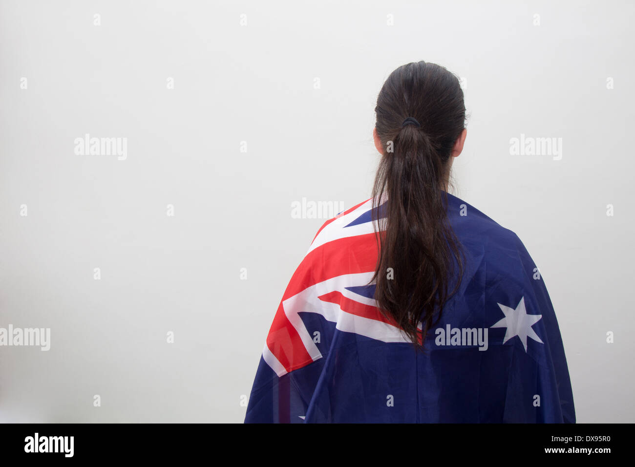 Woman with flag white hi-res stock photography and images - Alamy