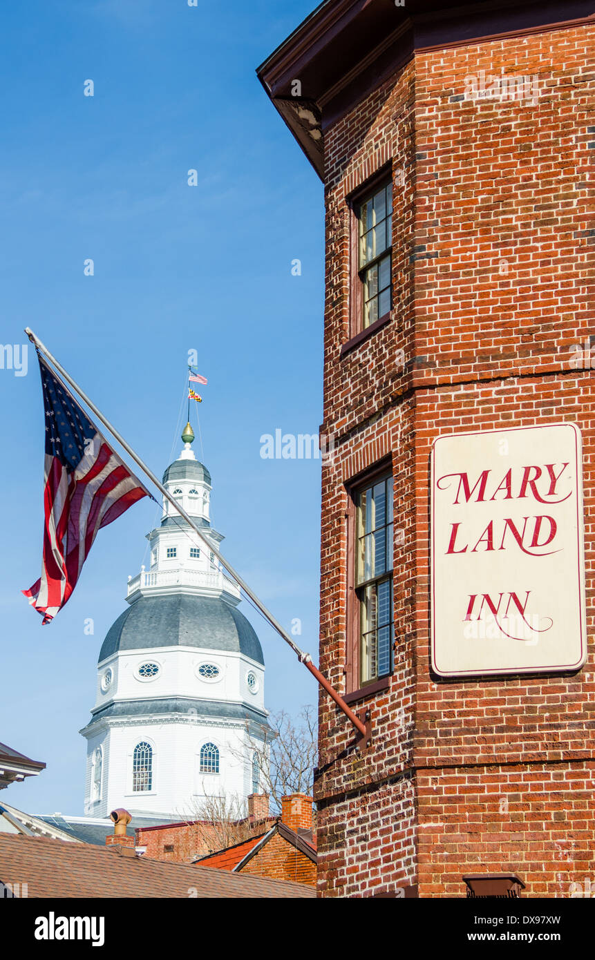 The Maryland Inn and the State House in Annapolis, Maryland Stock Photo ...