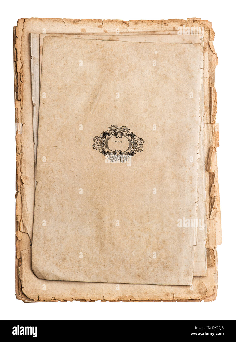 stack of old papers isolated on white background. antique book pages ...