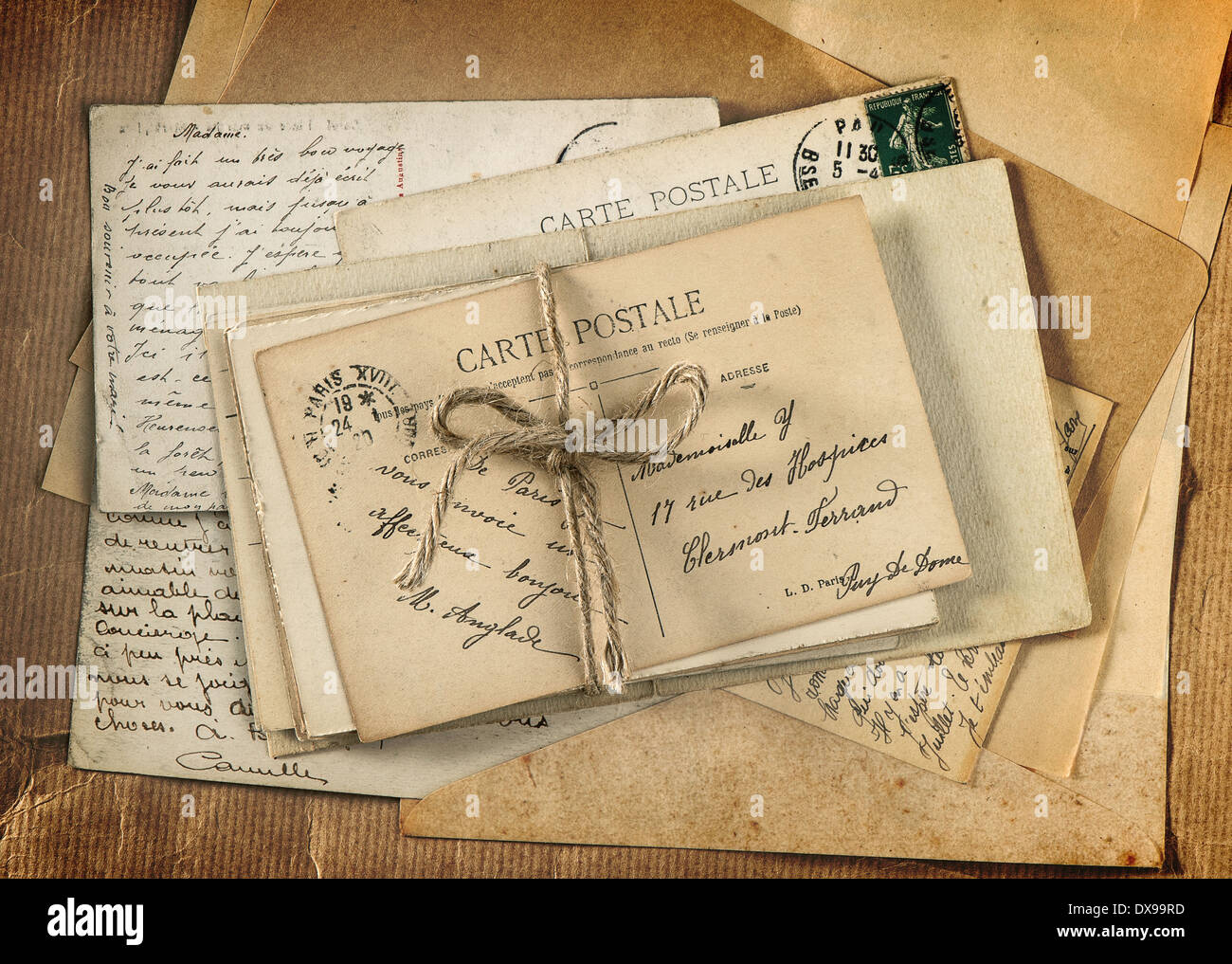 old letters and antique french postcards. vintage sentimental ...