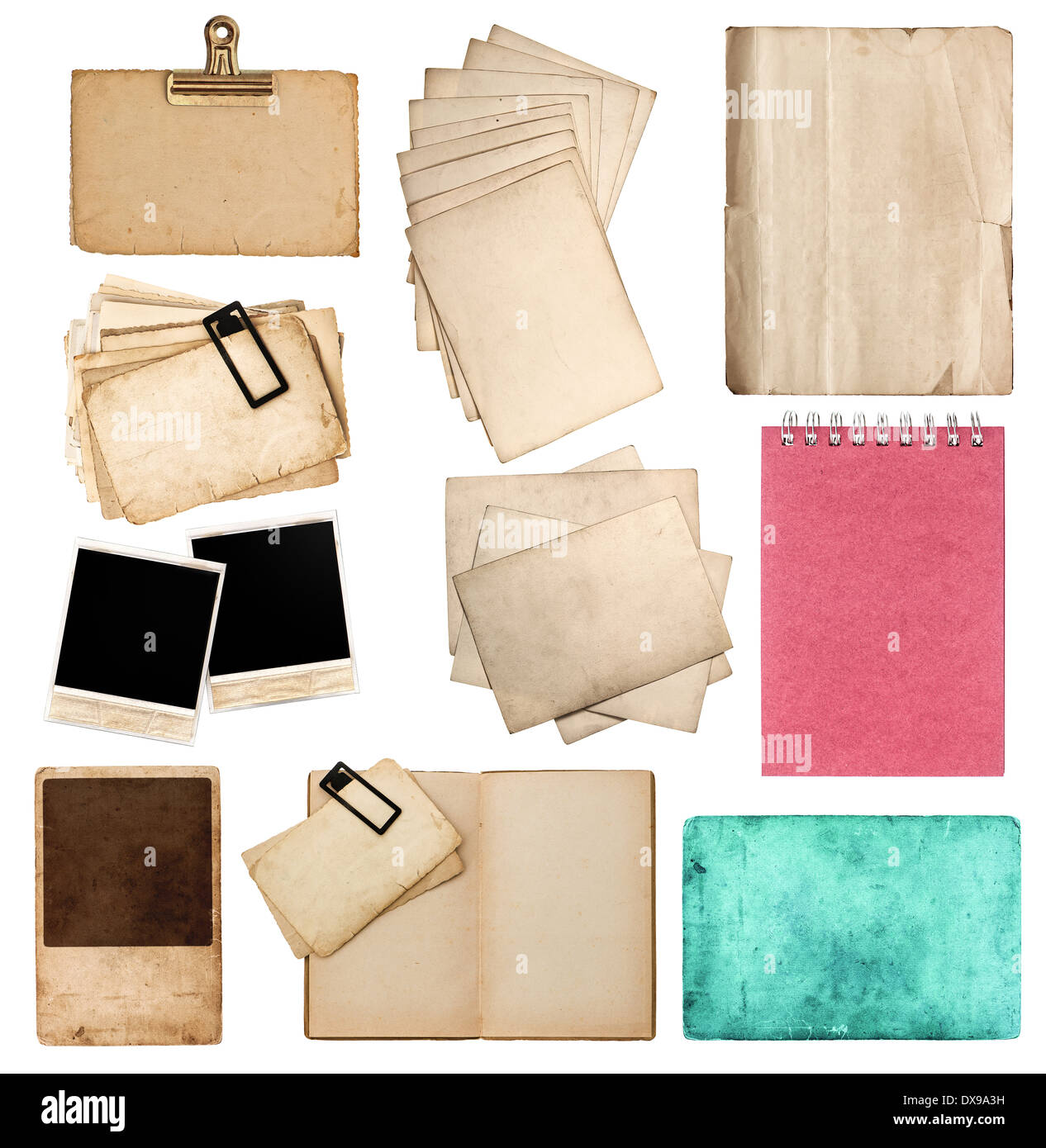 collection of various old paper sheets and pictures Stock Photo - Alamy