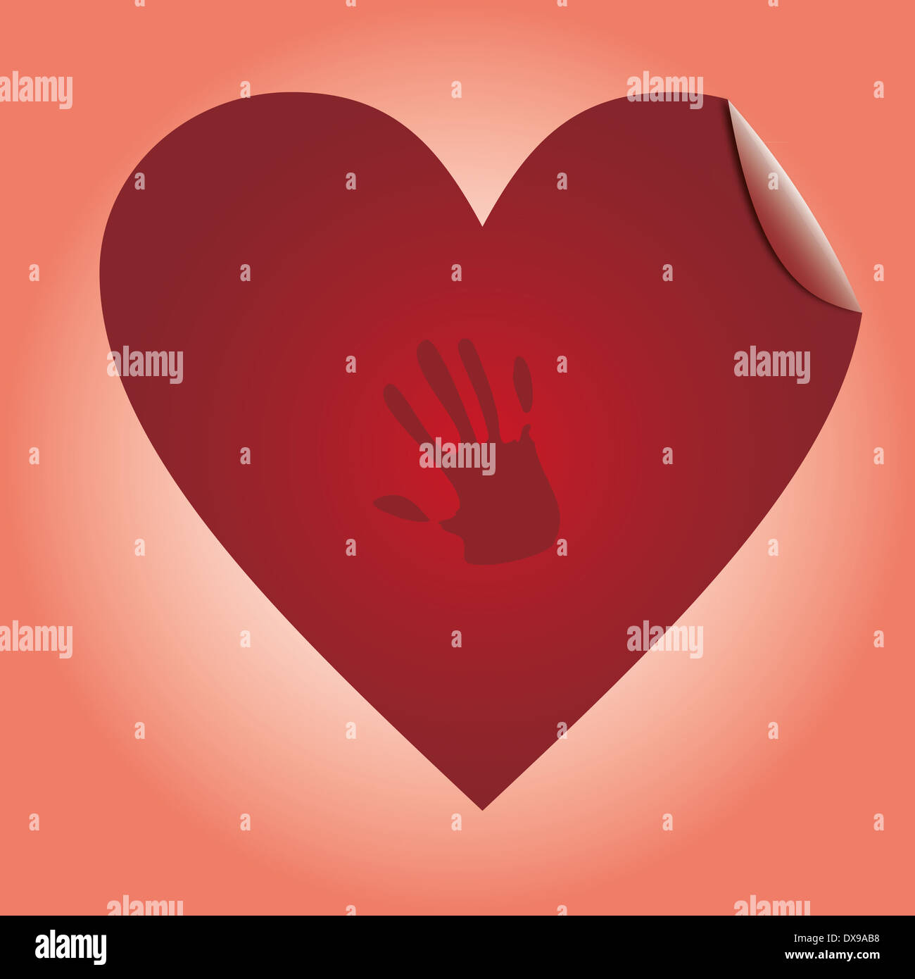 Heart with hand red labels, sticker for goods, vector illustration ...