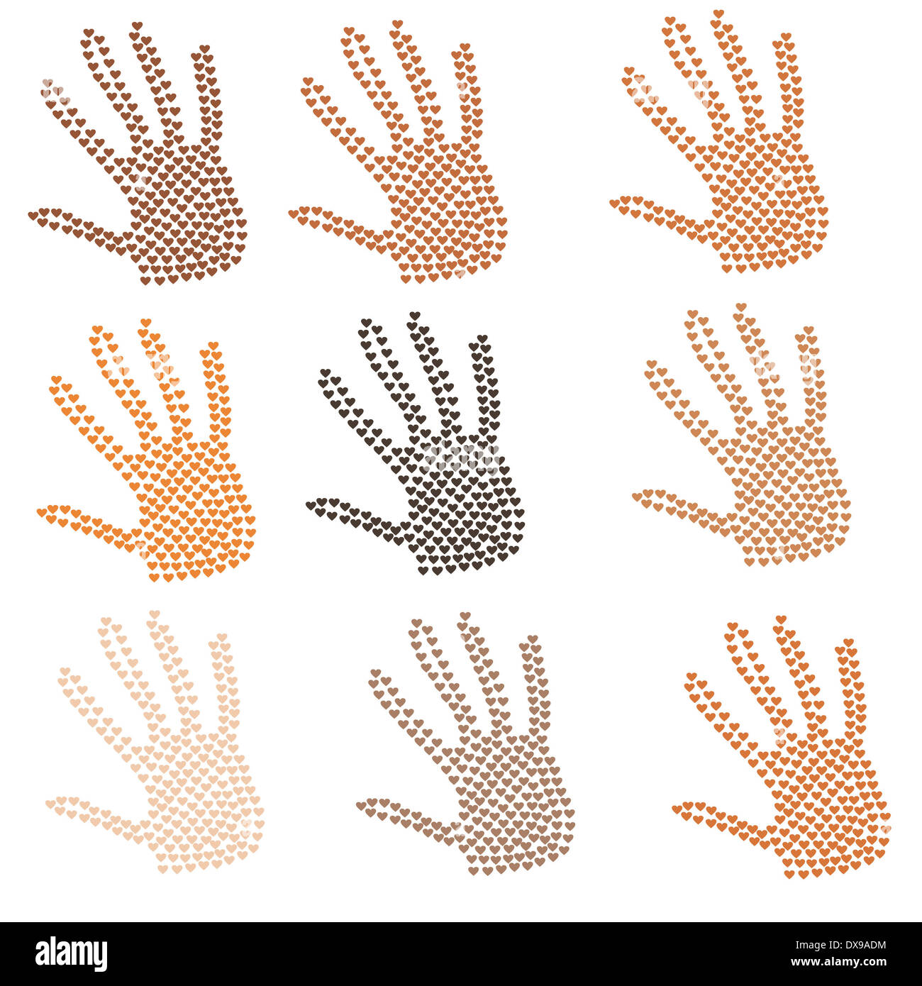 heart in form of hands, different colour of skin, vector Stock Photo ...