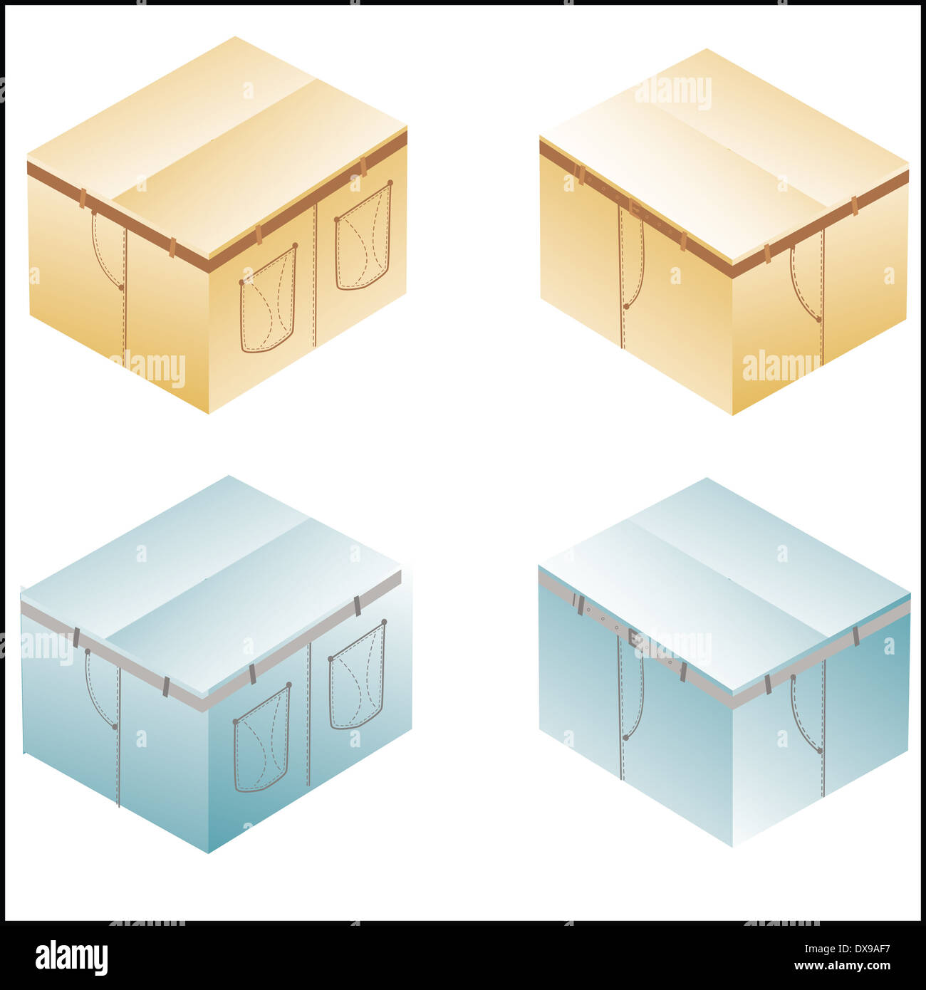 boxes, cardboard for jeans or pants packing, set with denim lines style ...