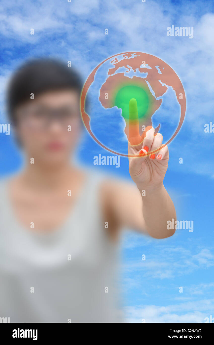 Cute business woman with business concepts Stock Photo - Alamy