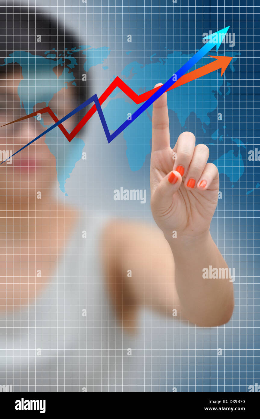 Cute business woman with business concepts Stock Photo - Alamy