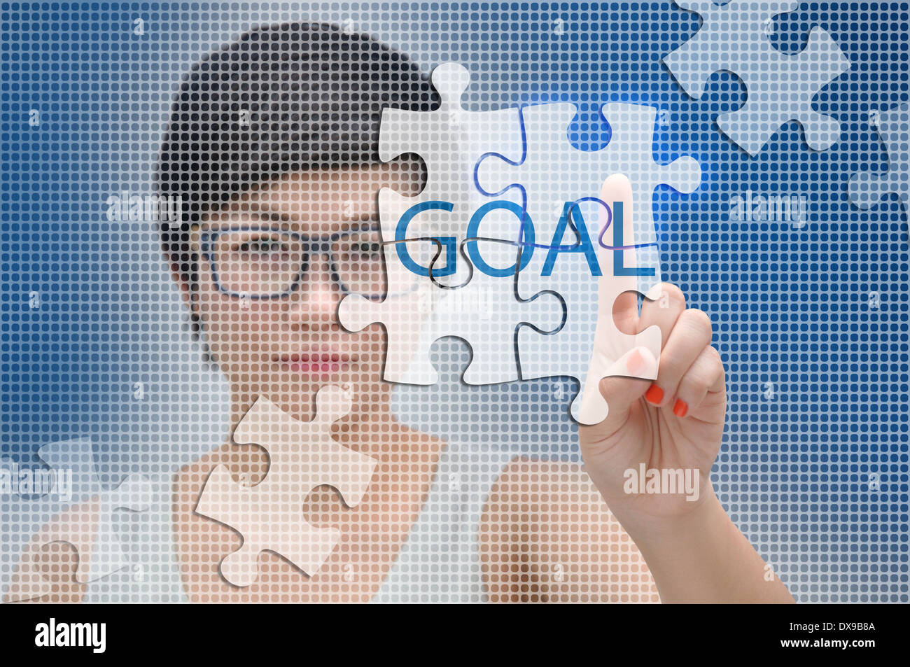Cute business woman with business concepts Stock Photo - Alamy
