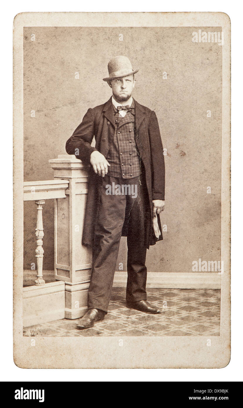 vintage studio photo from young fashion man ca. 1880. nostalgic picture ...