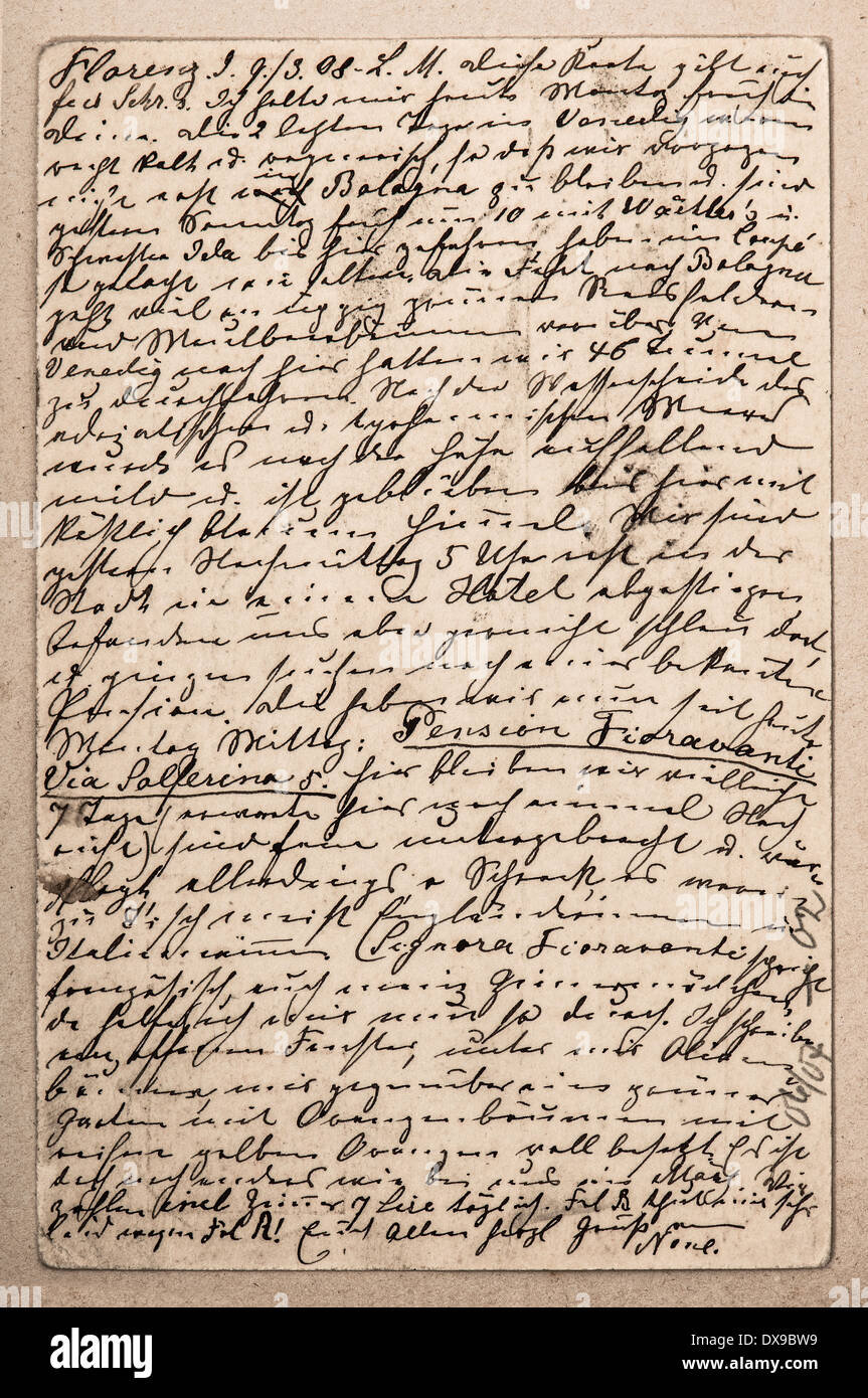 old letter with handwritten italian text from ca. 1908. grunge vintage ...