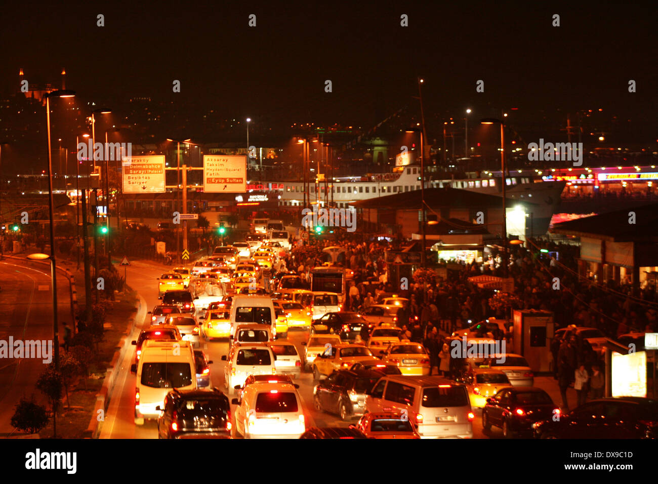 Traffic jam after fireworks show for Republic Day in Istanbul,Turkey Stock Photo - Alamy