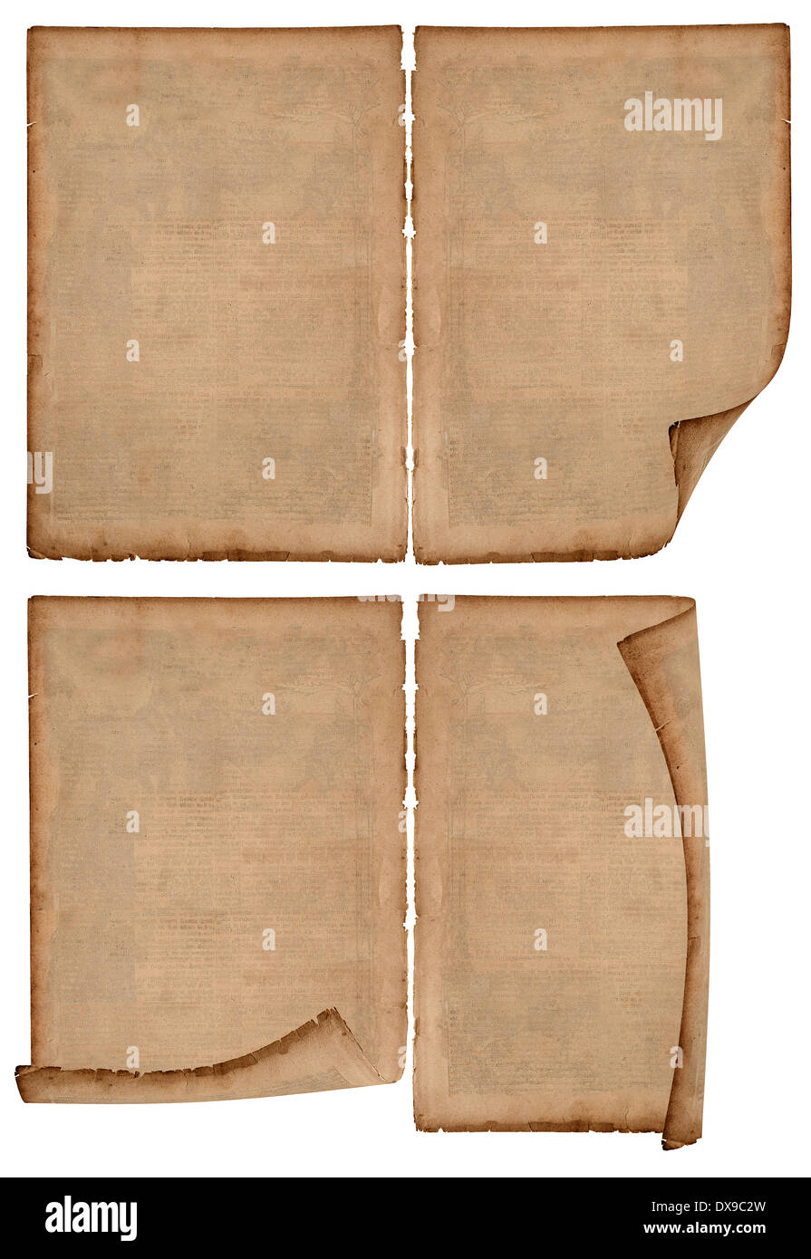 set of old paper sheets isolated on white background Stock Photo - Alamy
