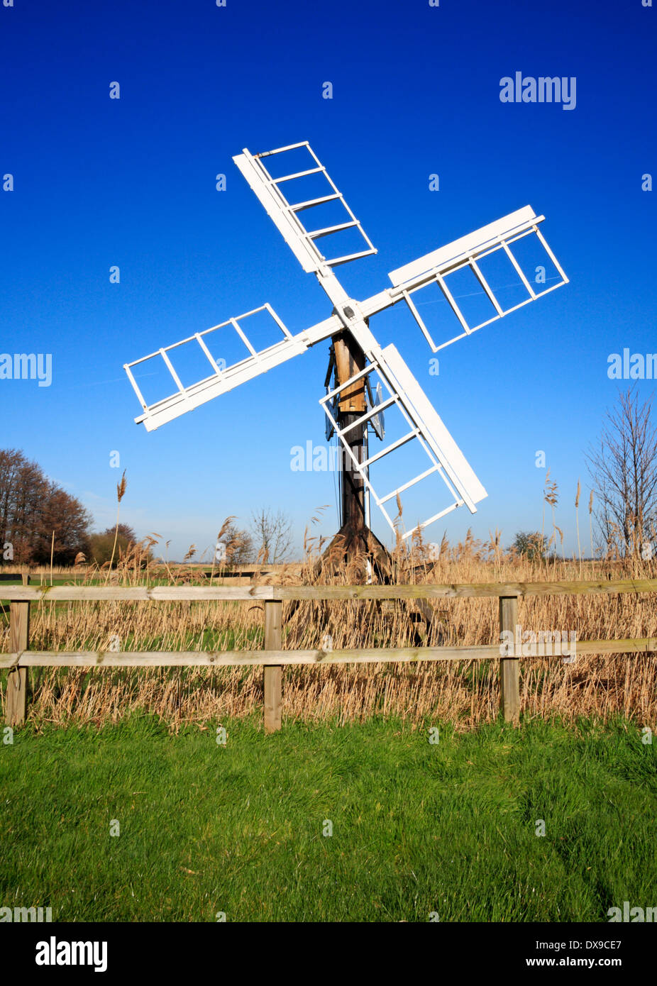 A view of Palmer's Drainage Windmill on the Norfolk Broads at Upton ...