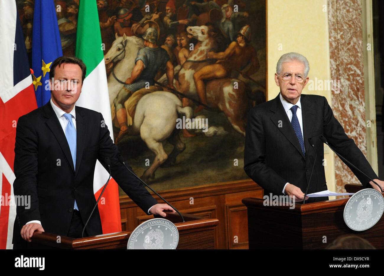 British Prime Minister David Cameron and Italian Prime Minister Mario ...