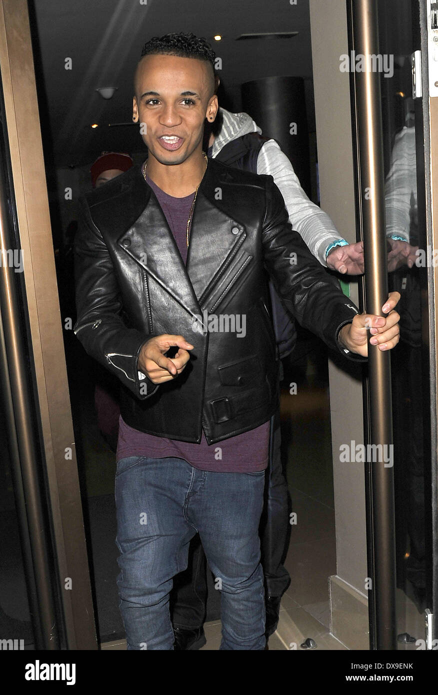 JLS boyband member Aston Merrygold leaves his hotel sporting a new ...