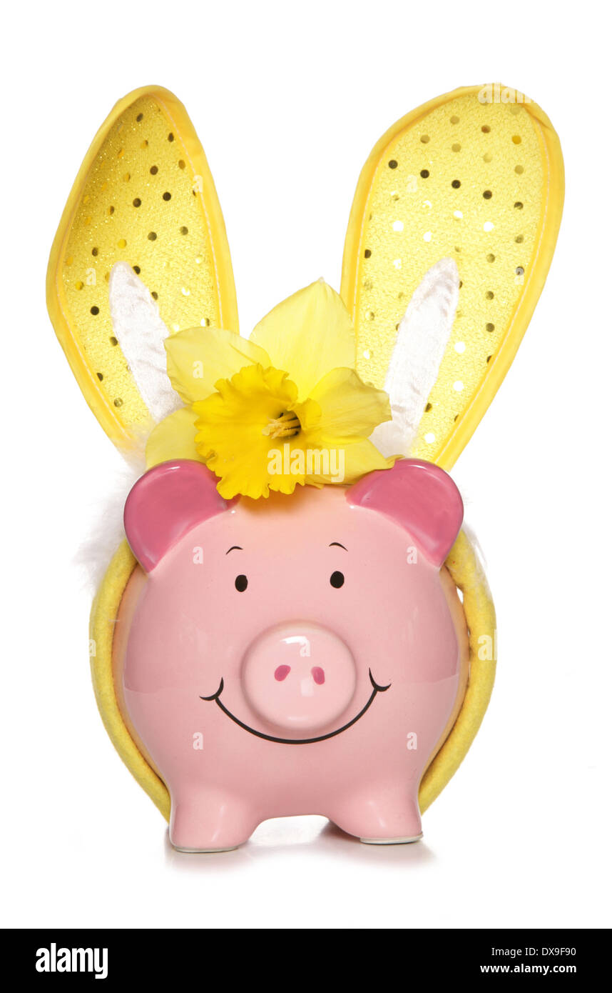 Easter piggy bank studio cutout Stock Photo - Alamy