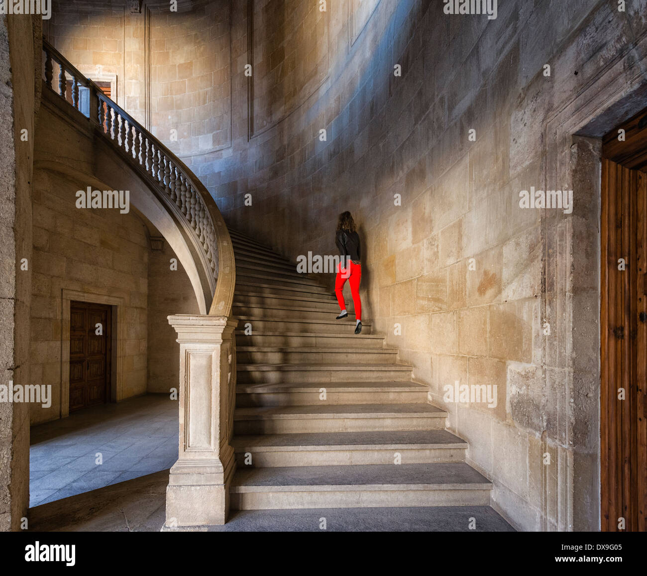 Staircase in the Palace of Charles V (Palacio de Carlos V) in the ...