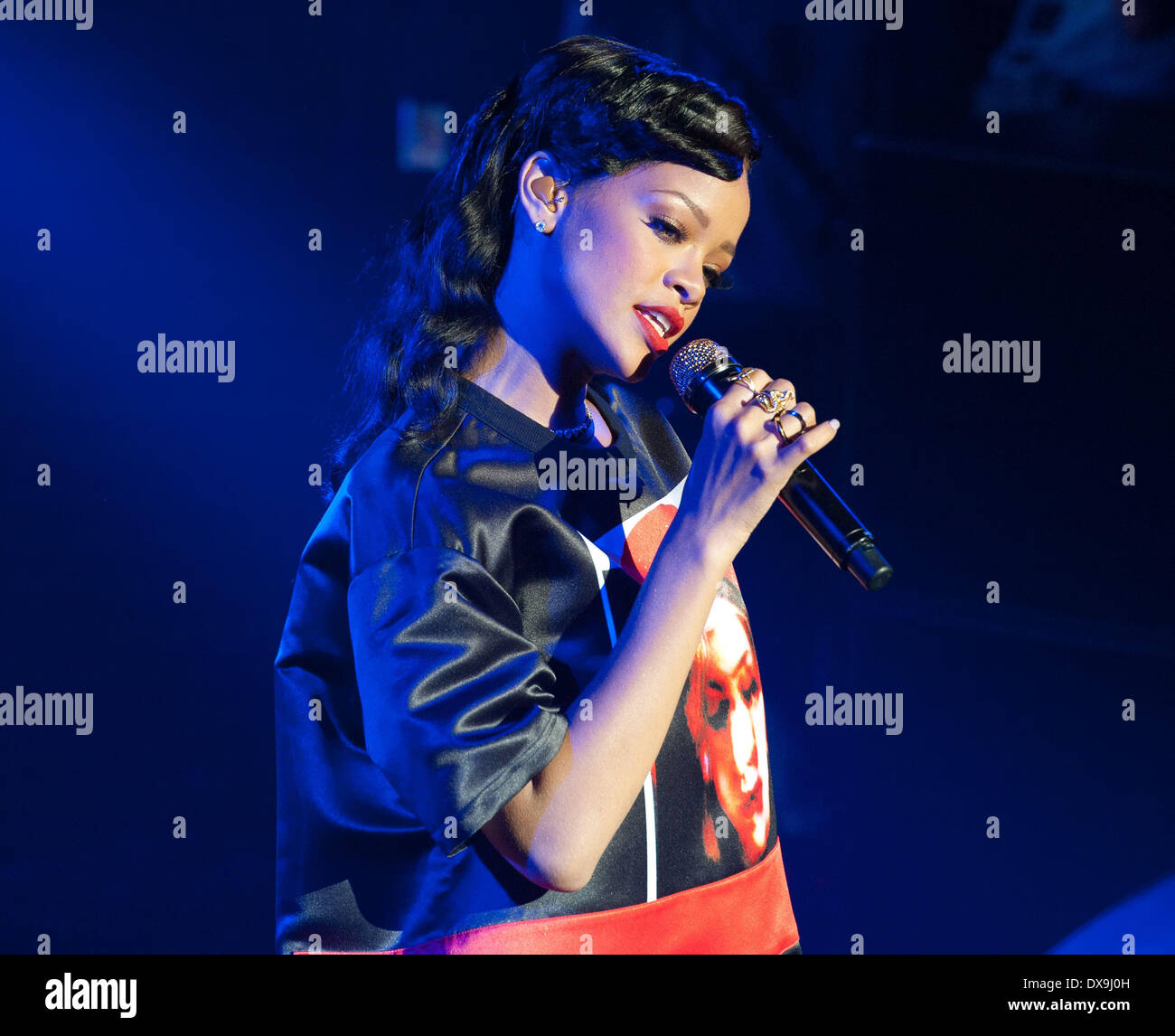 Rihanna performing live as part of her '777 tour' at Le Trianon ...