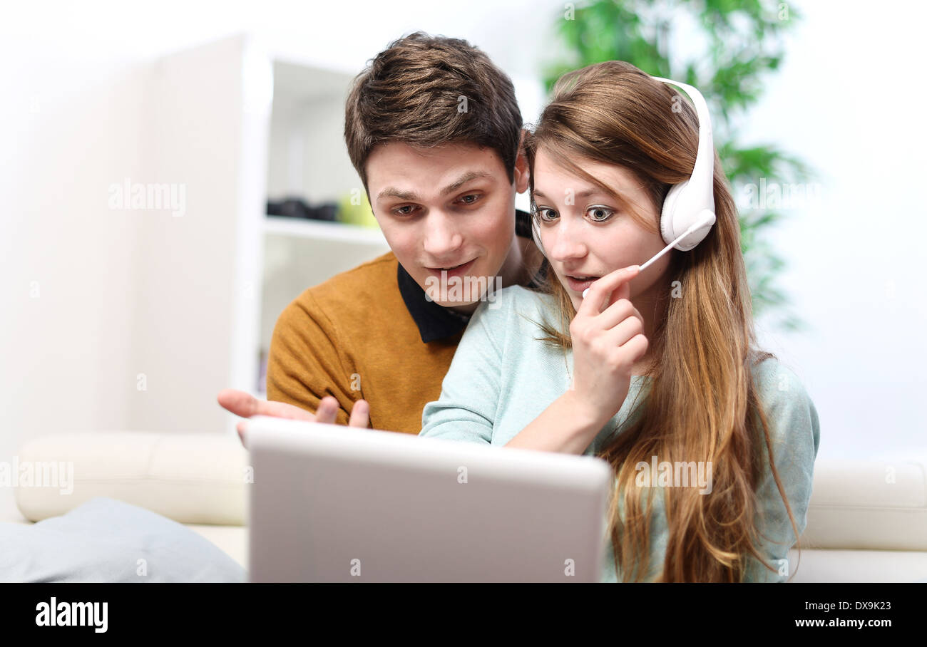 Talking through touch woman hi-res stock photography and images - Alamy