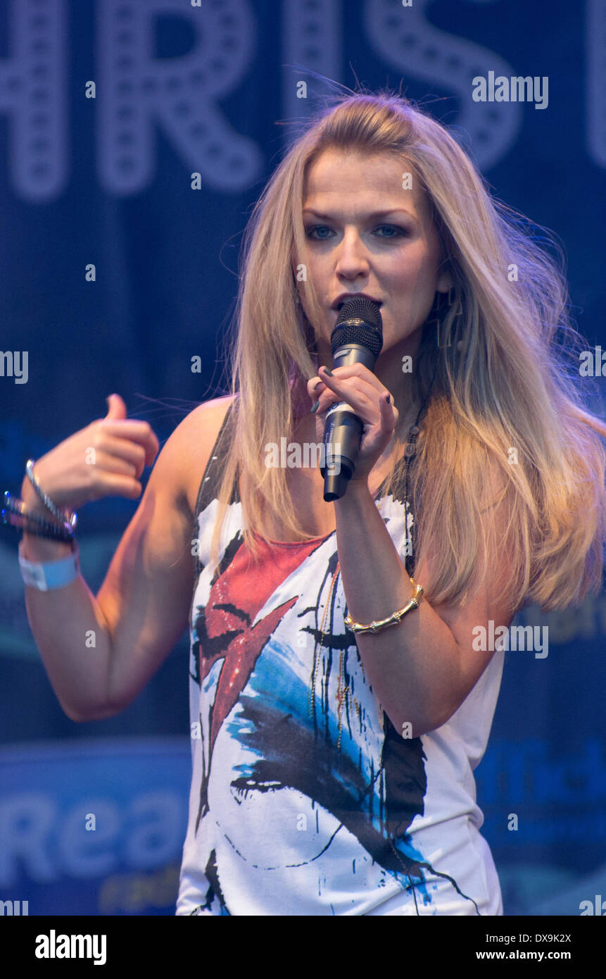 Roberta Howett of Fanfair performs at the Sheffield Christmas lights ...
