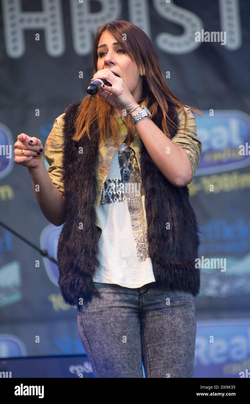 Lizzy Williams of Vanquish performs at the Sheffield Christmas lights ...