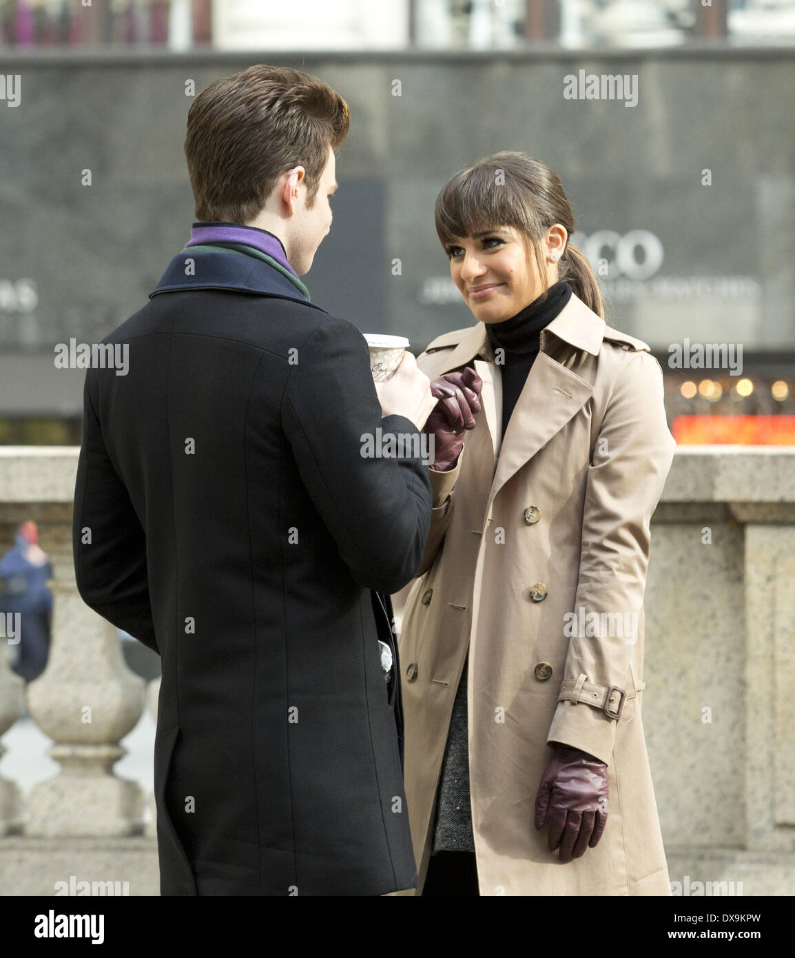 Chris Colfer and Lea Michele Cast members of 'Glee' film outside the ...