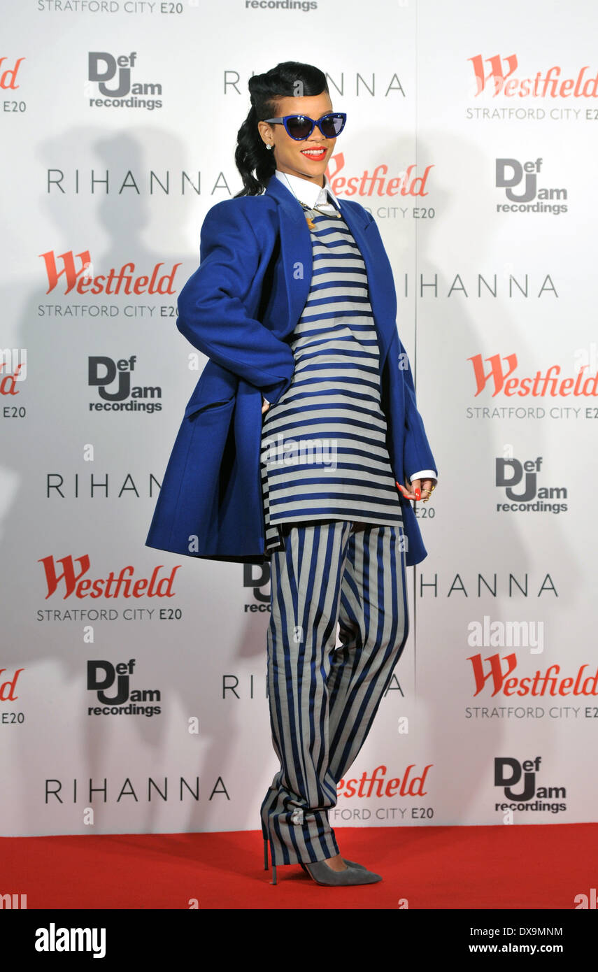 Rihanna switches on the Christmas lights at Westfield Stratford. London ...