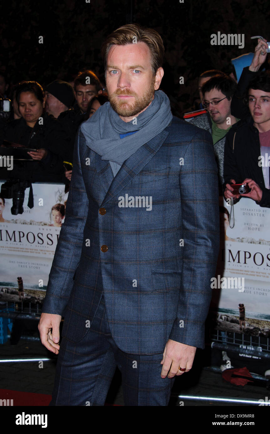 Ewan McGregor The premiere of 'The Impossible' held the IMax, Waterloo ...