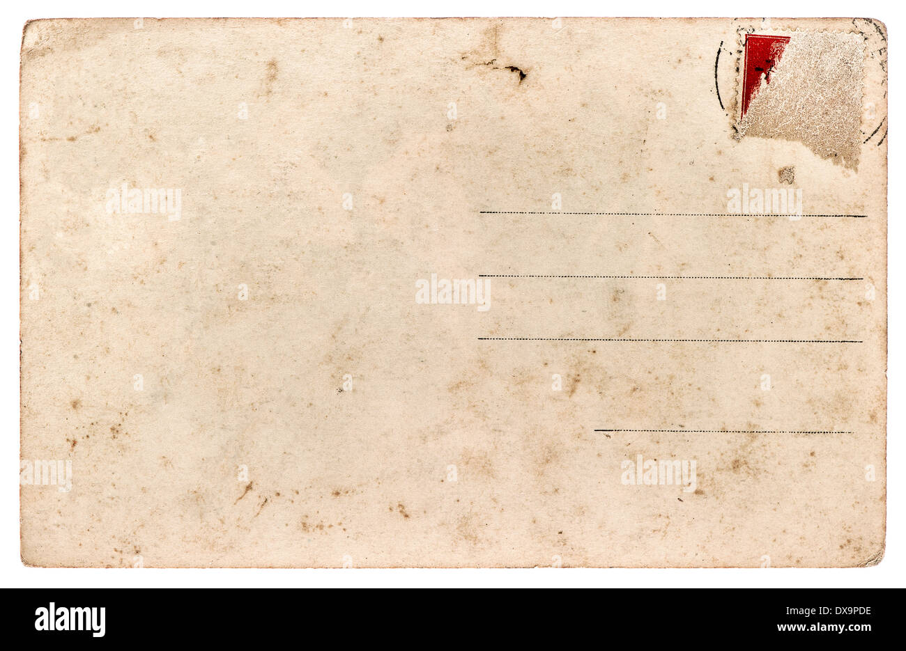 old used postcard. antique paper sheet isolated on white background ...