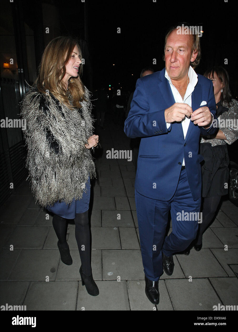 Trinny Woodall wearing a feather coat as she leaves C London restaurant ...