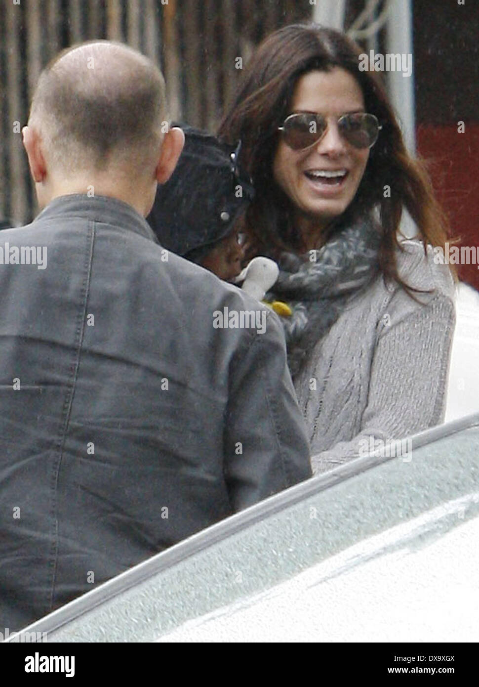 Sandra Bullock is seen picking up her son Louis Bardo from school. Los ...