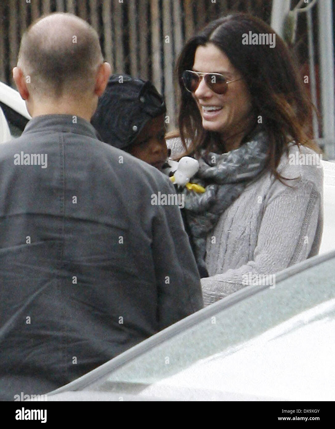 Sandra Bullock is seen picking up her son Louis Bardo from school. Los ...
