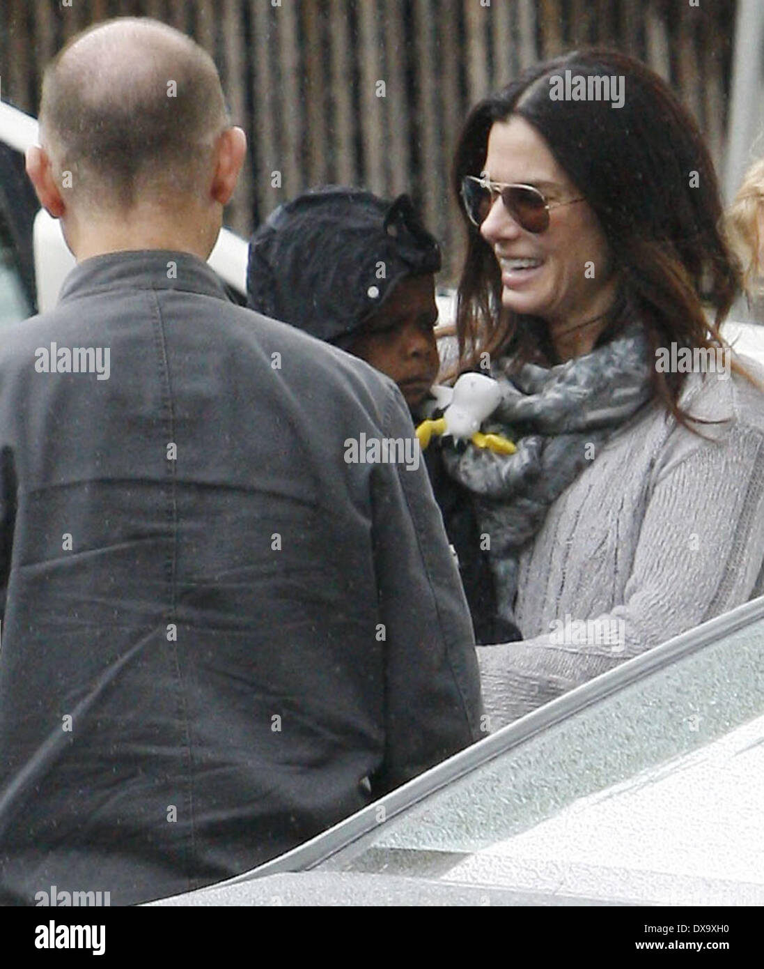 Sandra Bullock is seen picking up her son Louis Bardo from school. Los ...