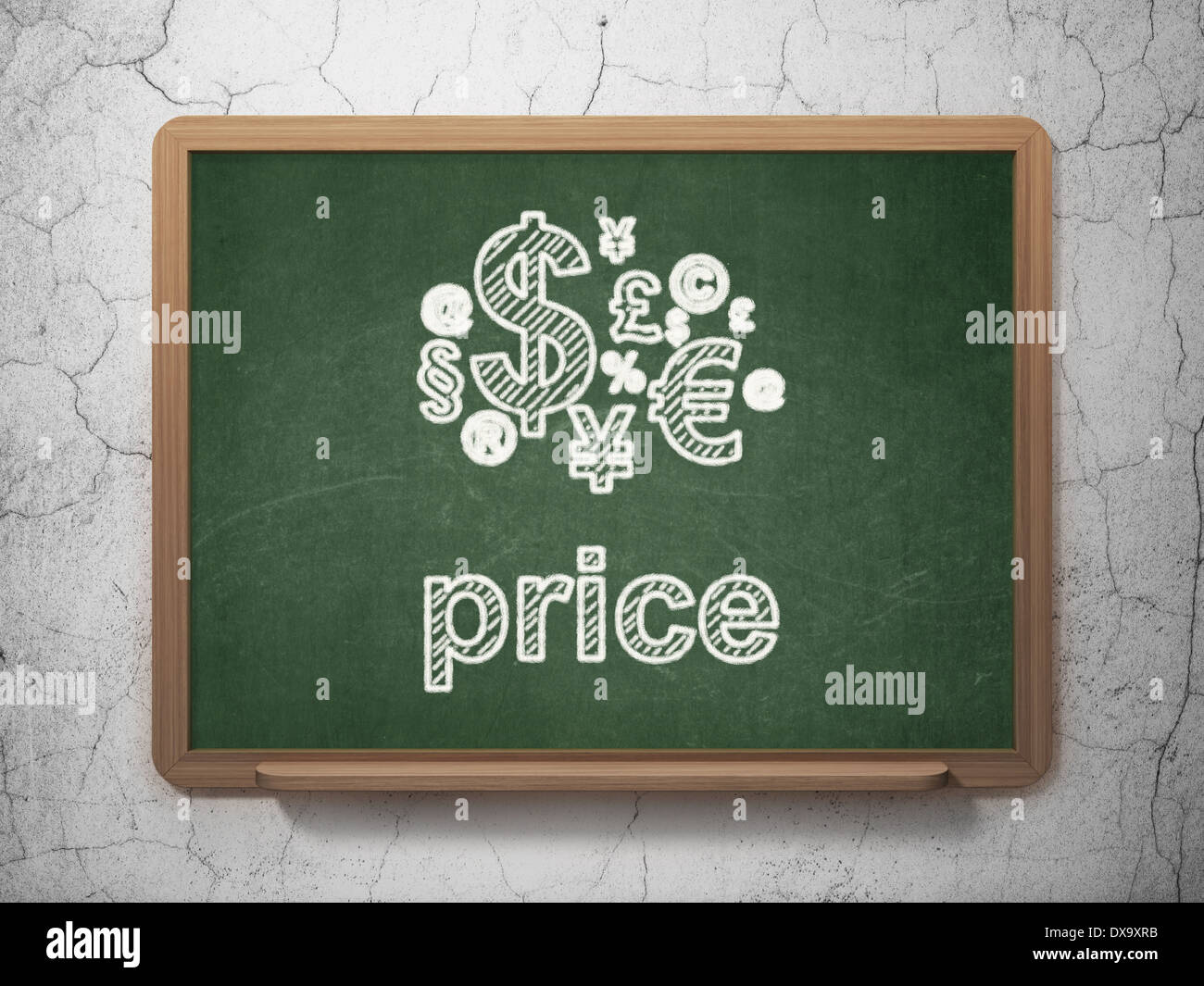 Marketing concept: Finance Symbol and Price on chalkboard background ...