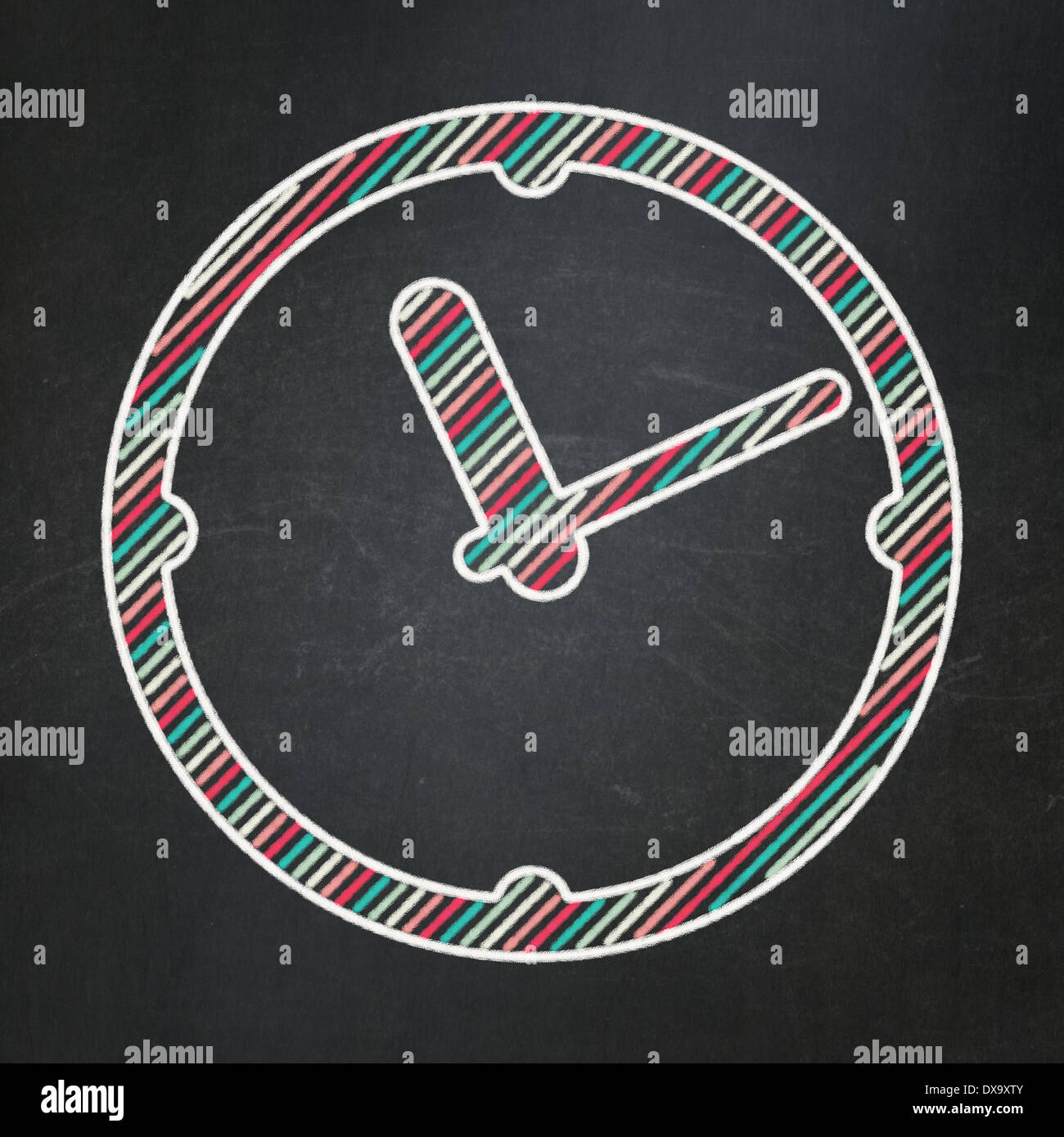 Time concept: Clock on chalkboard background Stock Photo - Alamy