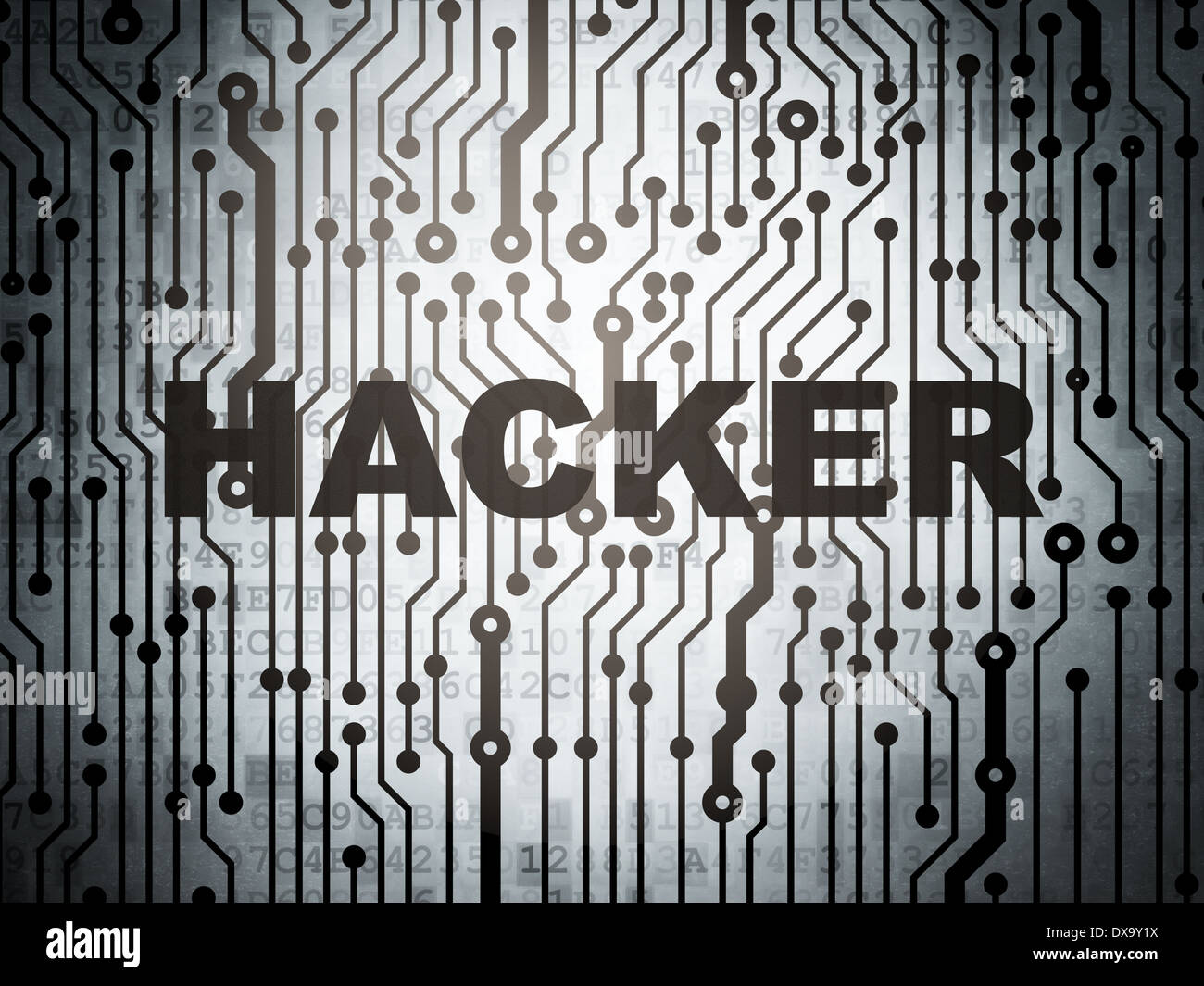 Security concept: circuit board with Hacker Stock Photo - Alamy