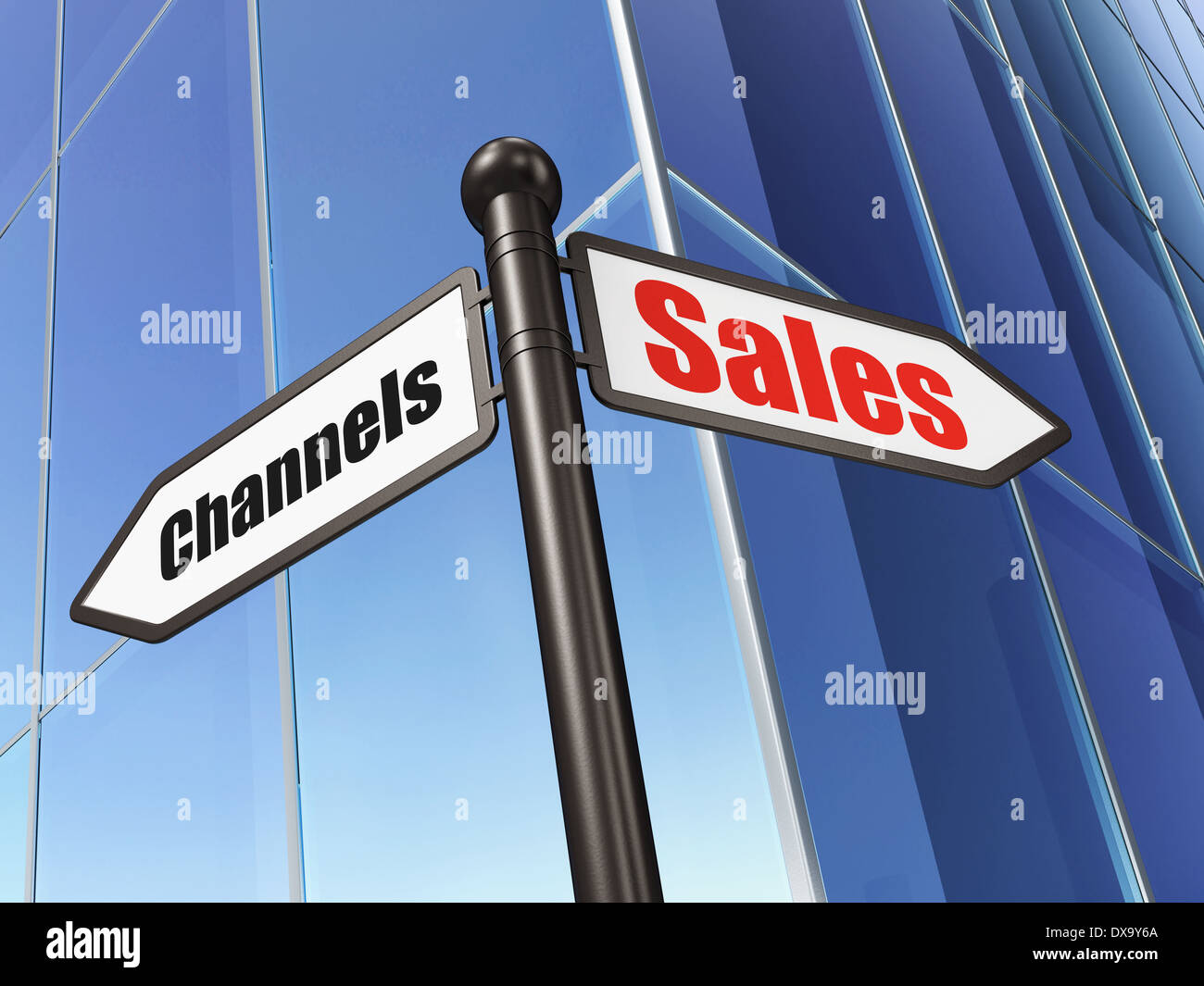 Marketing concept: sign Sales Channels on Building background Stock ...