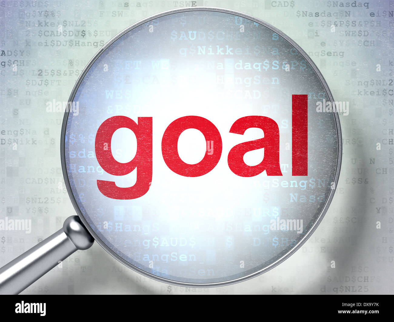 Advertising concept: Goal with optical glass Stock Photo - Alamy