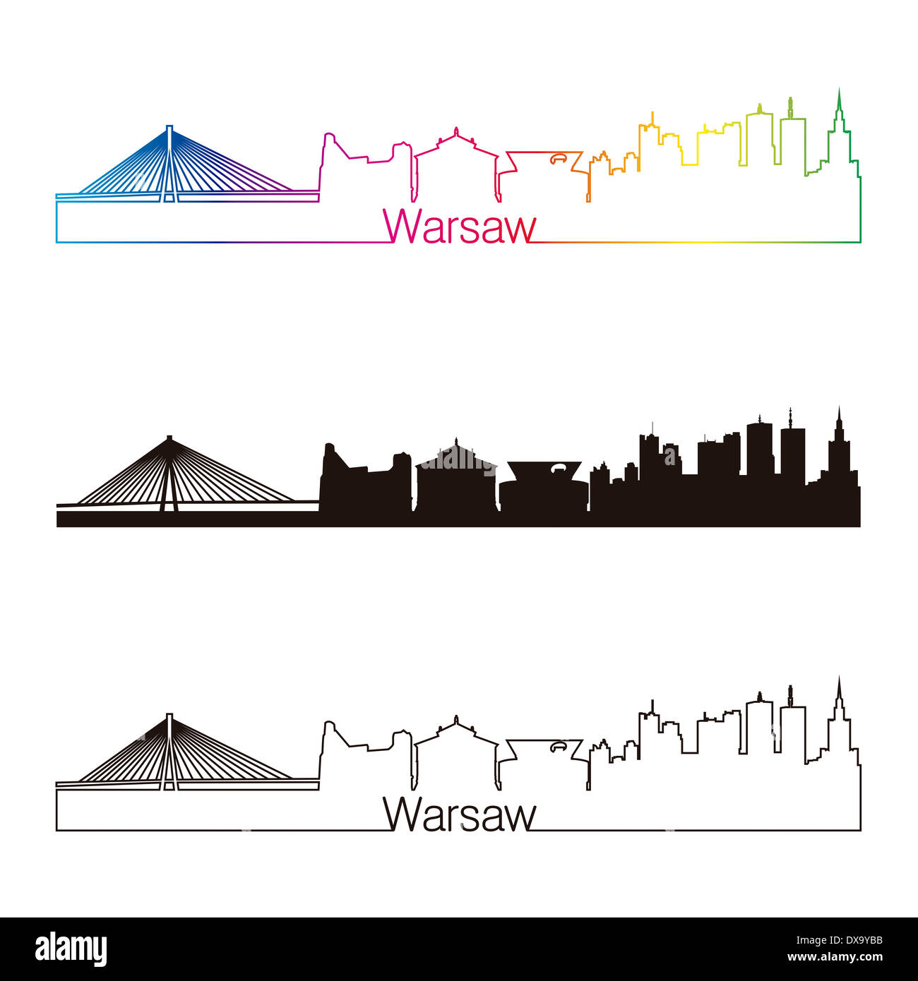 Warsaw skyline linear style Stock Photo - Alamy