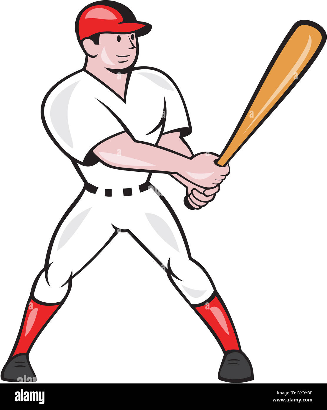 Illustration of an american baseball player batter hitter batting with ...