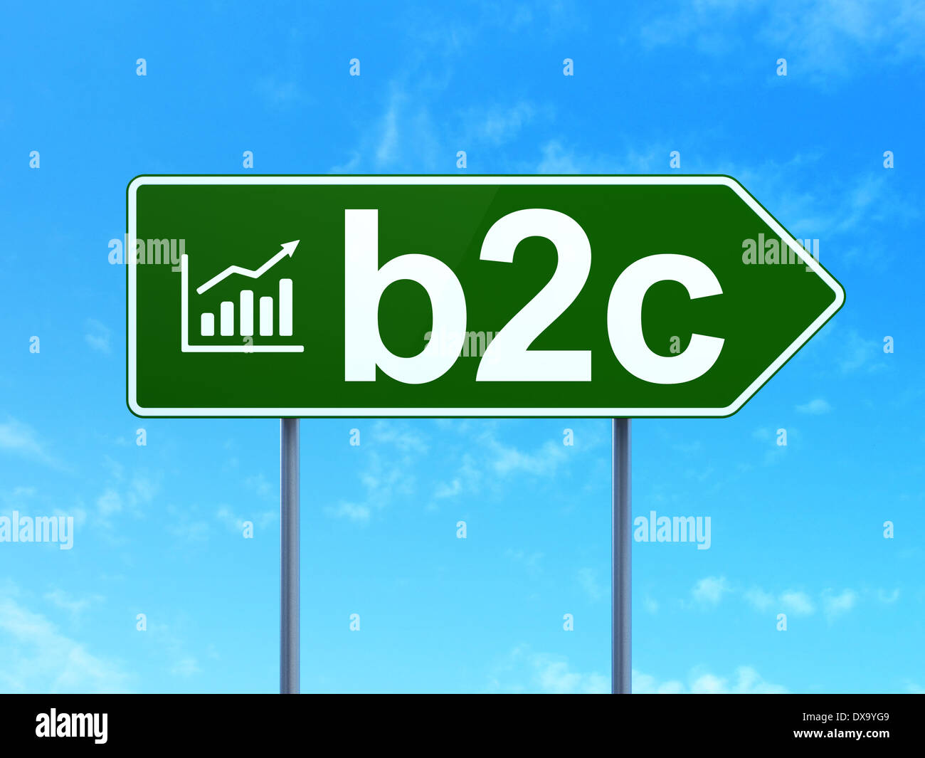 Business concept: B2c and Growth Graph on road sign background Stock ...