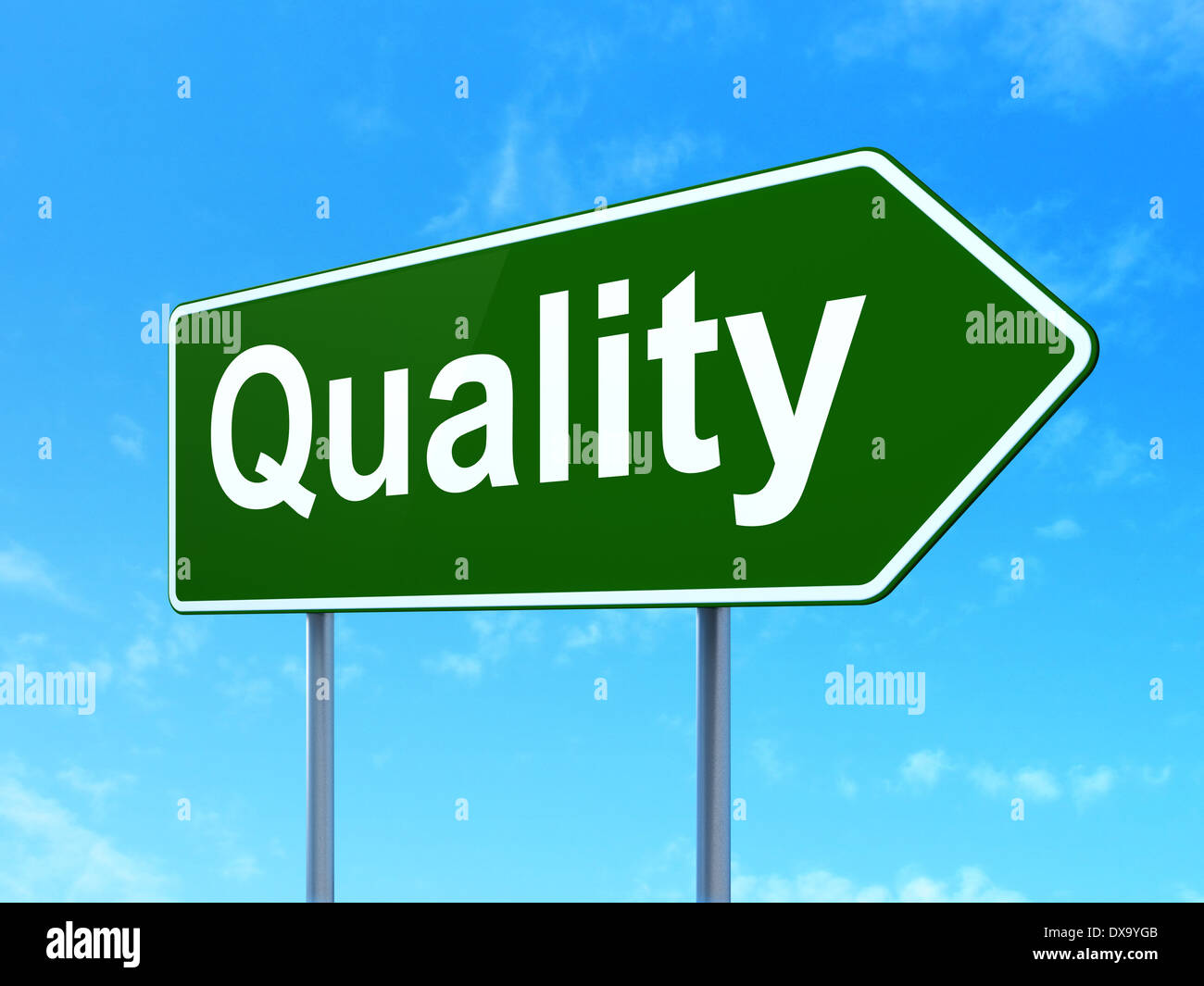 Marketing concept: Quality on road sign background Stock Photo - Alamy