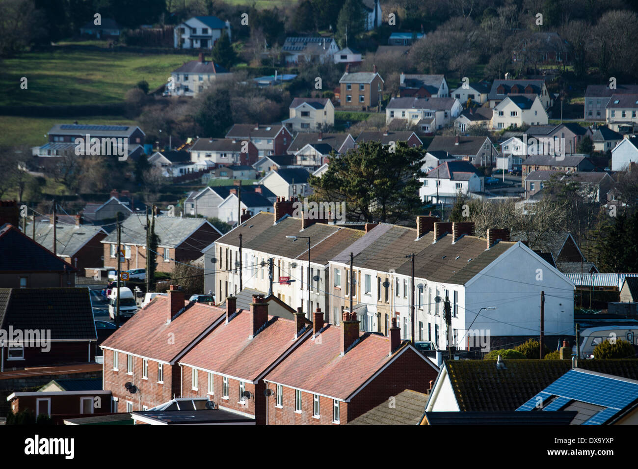 Houses and homes in Pontiets village, Carmarthenshire, Wales UK Stock ...